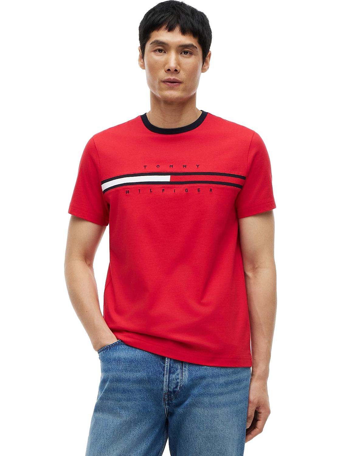 TOMMY HILFIGER men's embroidered flag logo t-shirt -